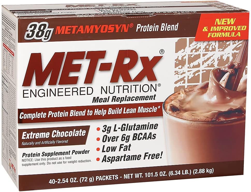 Amazon.com: MET-RX Meal Replacement,Chocolat, 40 PK : Grocery & Gourmet ...