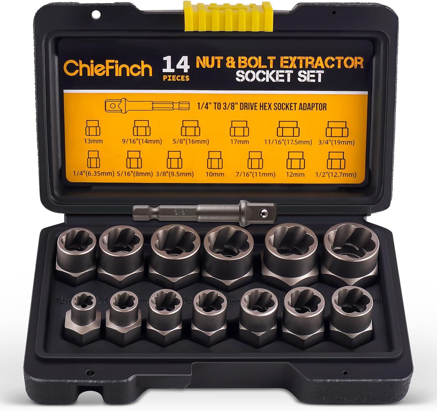ChieFinch Bolt Extractor Kit, 13+1 Pieces Stripped Bolt Extractor Set ...