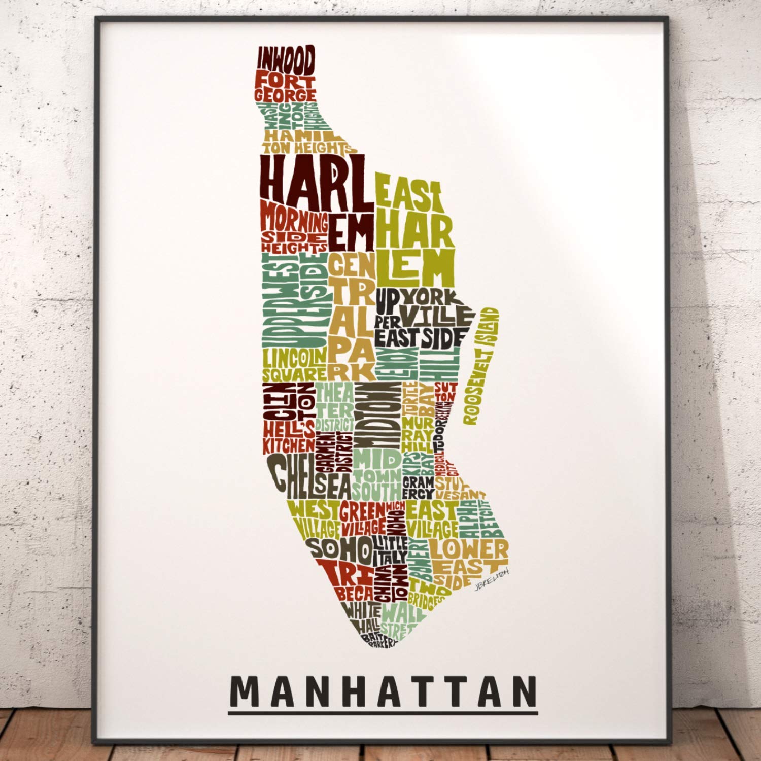 Amazon.com: Manhattan Neighborhood Map Print, signed print of my ...