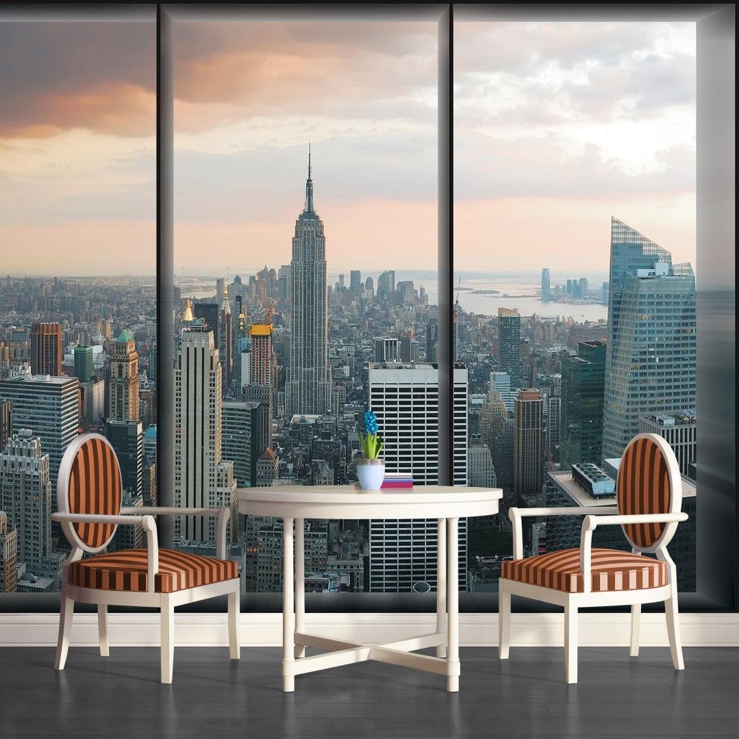 New York City Skyline Window View Wallpaper Mural - Amazon.com