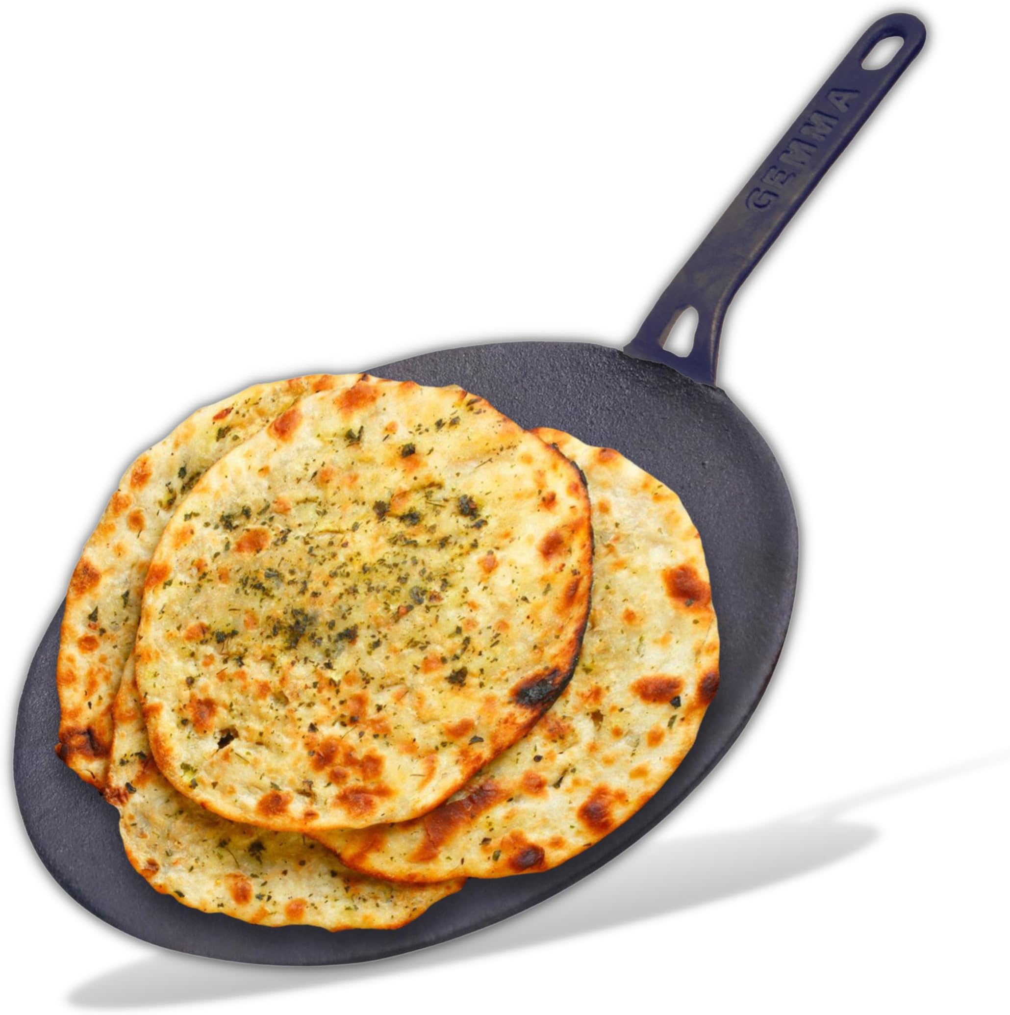Buy GEMMA Cast Iron Roti Tawa with Silicone Grip (Black Handle Roti ...