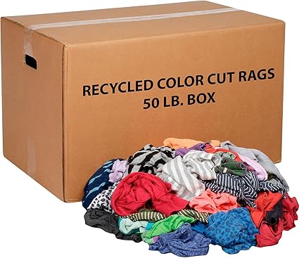 Amazon.com: Global Industrial 50 Lb. Box Recycled Cut Rags, Mixed ...