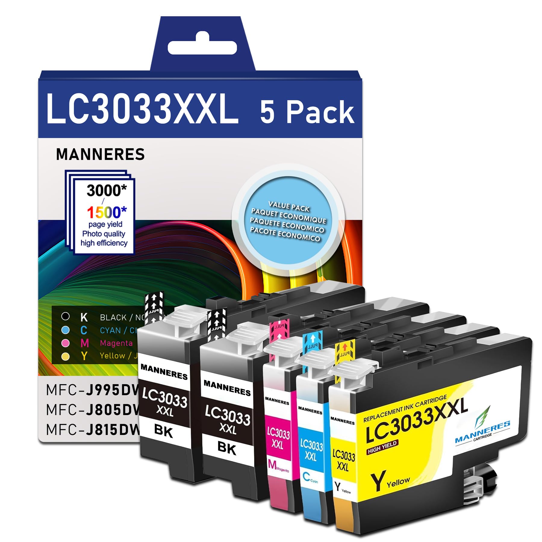 Amazon.com: LC3033 Ink Cartridges BK/C/M/Y (5-Pack) Compatible for ...
