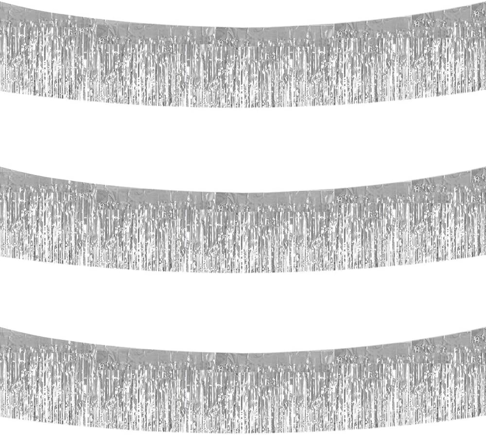 Amazon.com: xo, Fetti Silver Iridescent Fringe Banner - 5 Ft ...