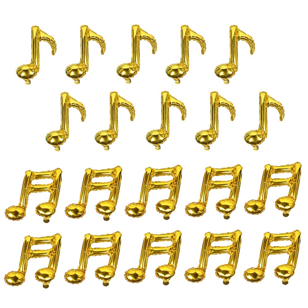 Creaides 20 Pcs Gold Music Note Balloons Mylar Foil Party Balloons for ...