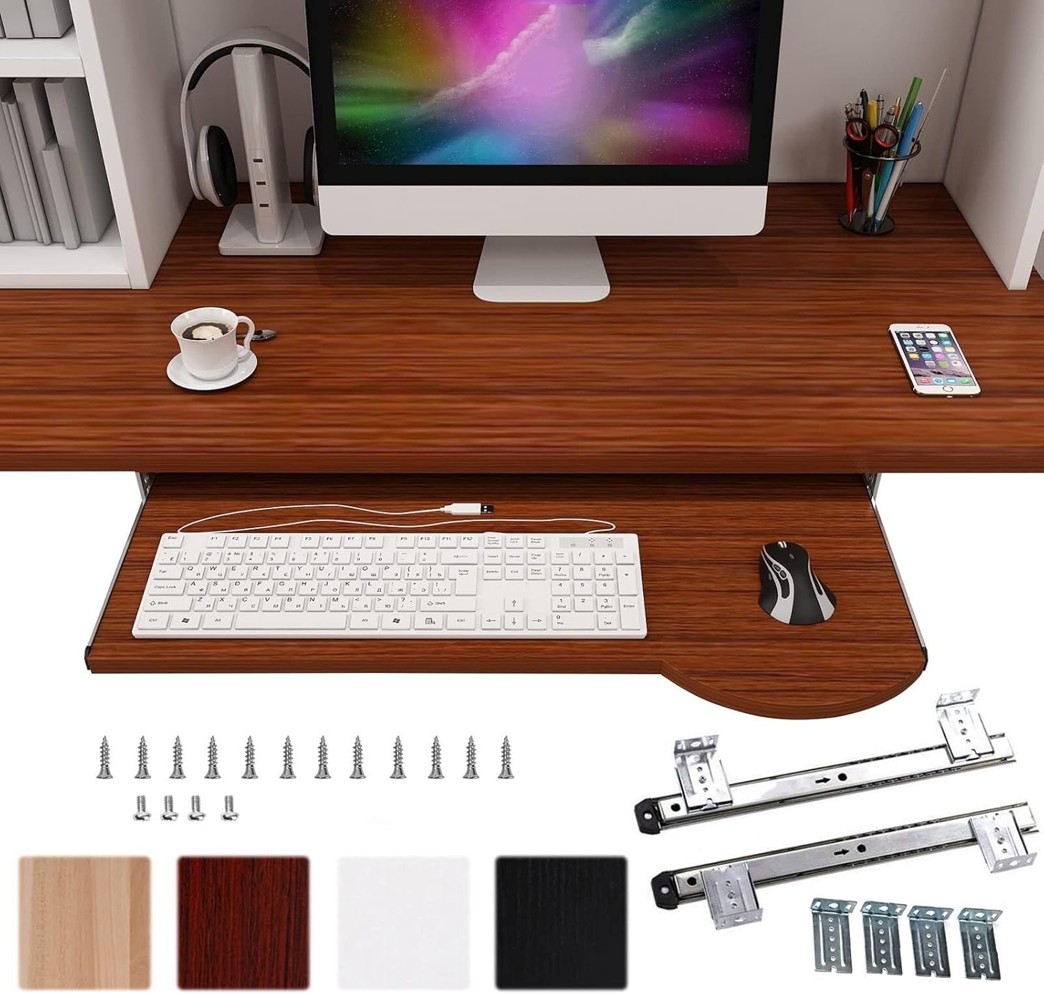 Amazon.com: Sliding Keyboard Tray Under Desk - Adjustable Height, Push ...