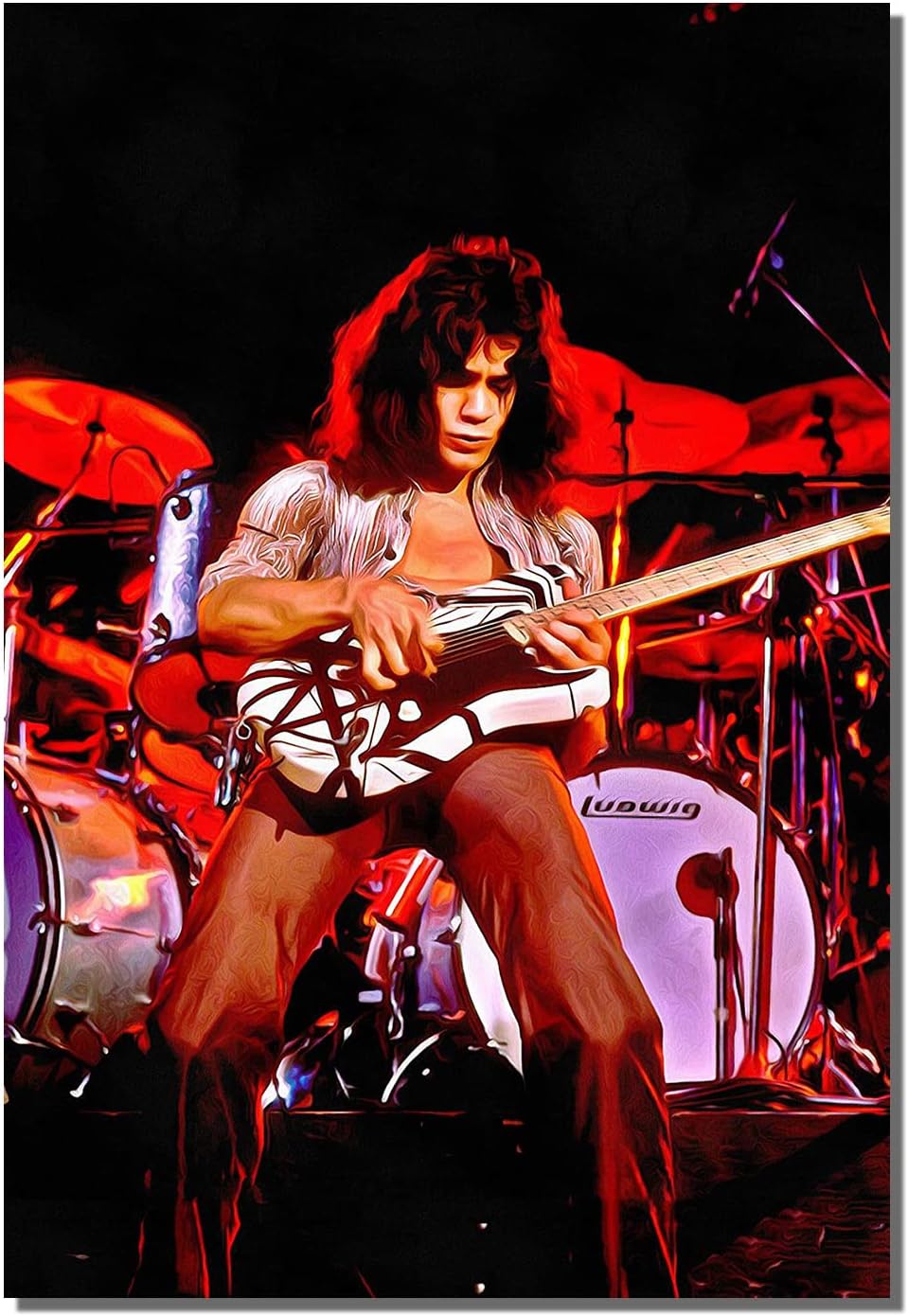 Amazon.com: Eddie Van Halen Color Canvas Poster (24x36 Inches) | Ready ...