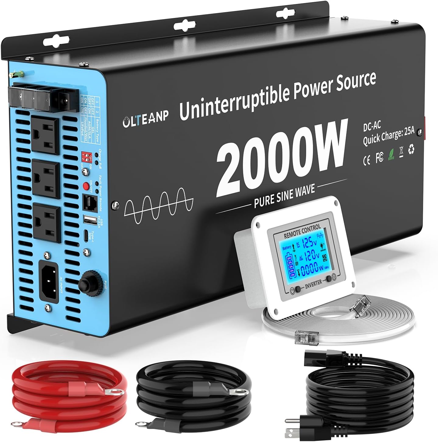2000W Sump Pump Battery Backup System, Safe Back Up System with LCD ...