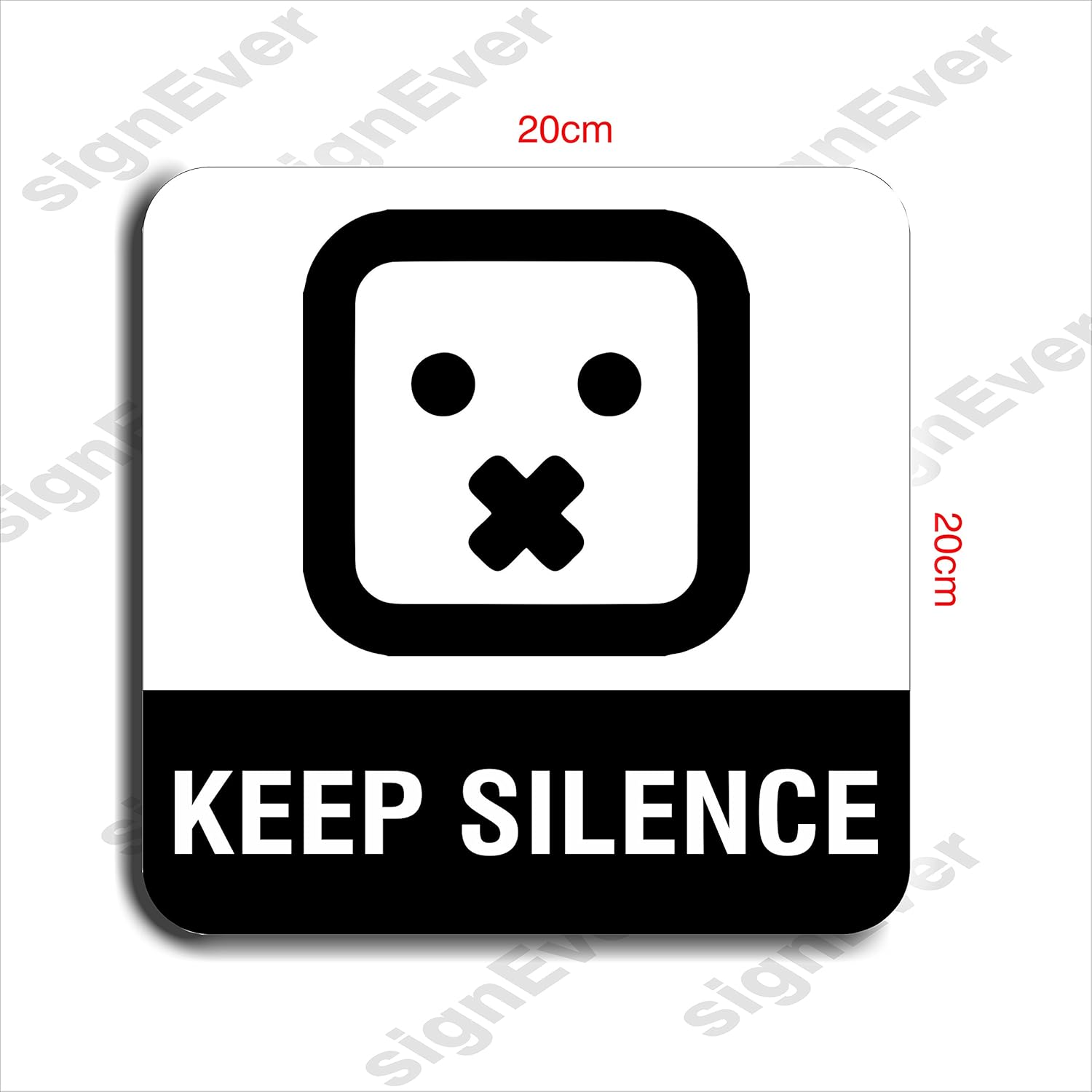 SIGN EVER Keep Silence Squre Sign Board With Double side adhesive tape ...
