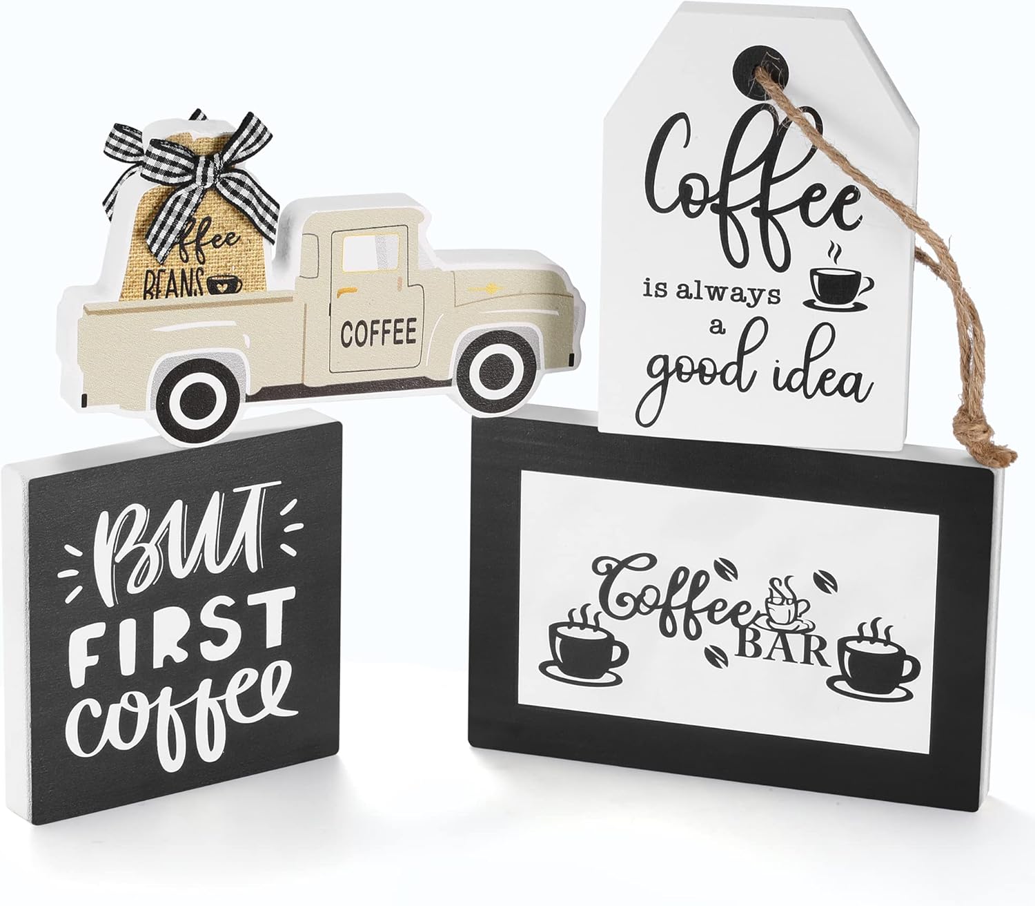 Amazon.com: 4 Pcs Farmhouse Coffee Bar Decor Signs- Coffee Signs for ...