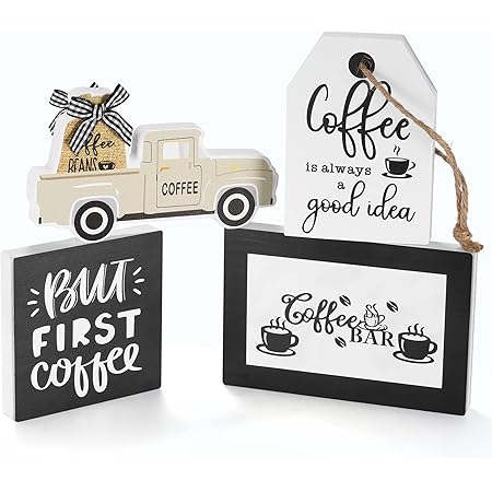 Amazon.com: Modern Farmhouse Coffee Bar Decor - Round White MDF Coffee ...
