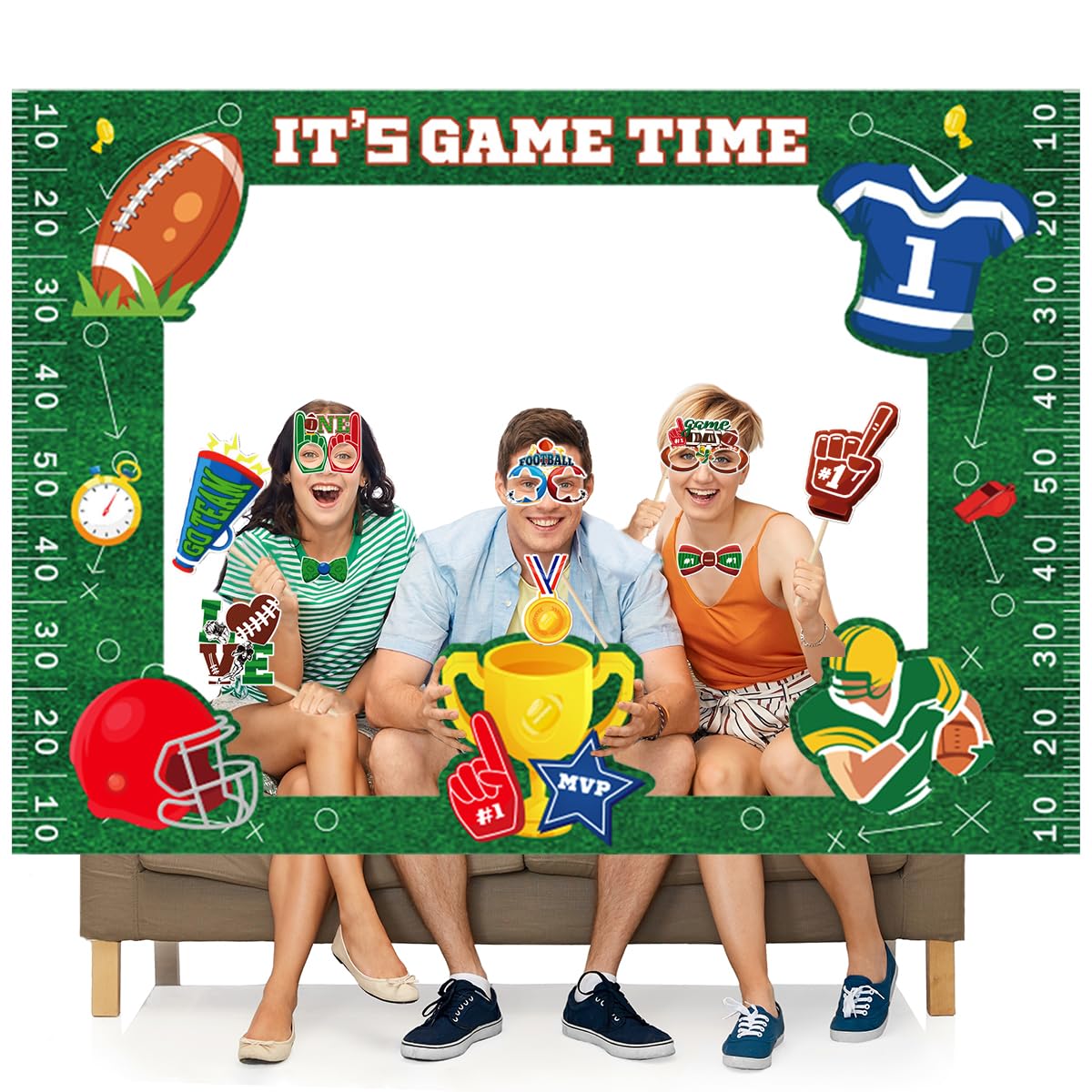 Amazon.com: Football Party Decorations Football Party Photo Prop Frame ...