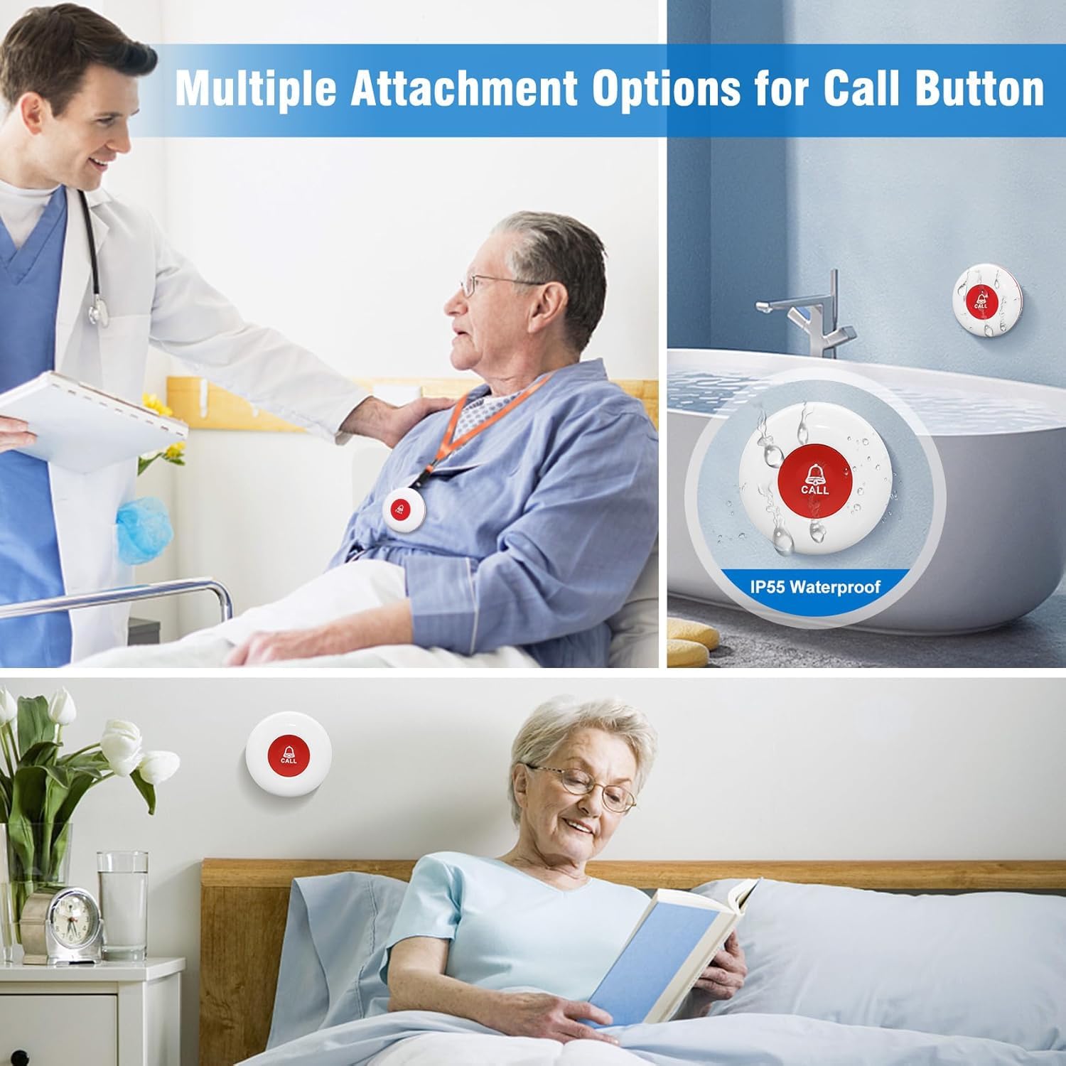 Snapklik.com : Caregiver Pager Call Button For Elderly Nurse Alert ...