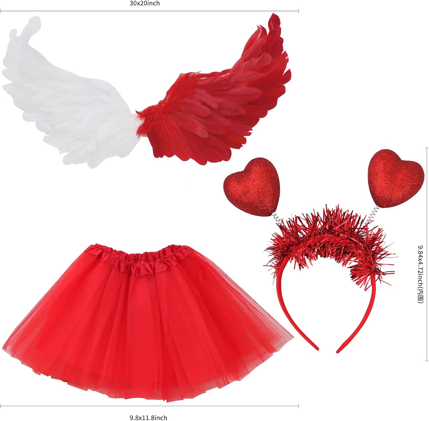 Kuscul Juego de 4 accesorios de disfraz de Cupido para el día de San ...