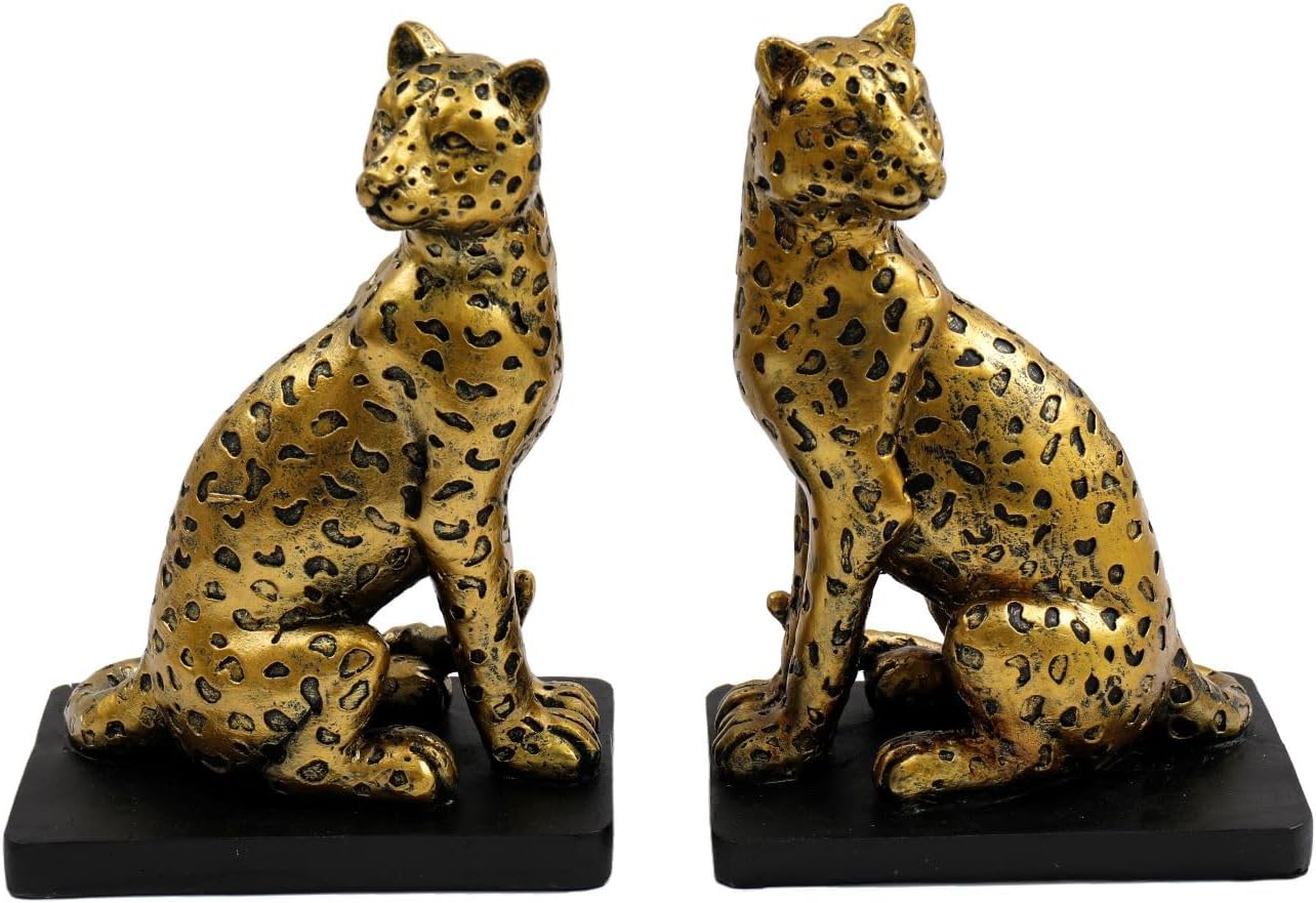 Set of 2 Gold and Black Leopard Bookends : Amazon.co.uk: Stationery ...