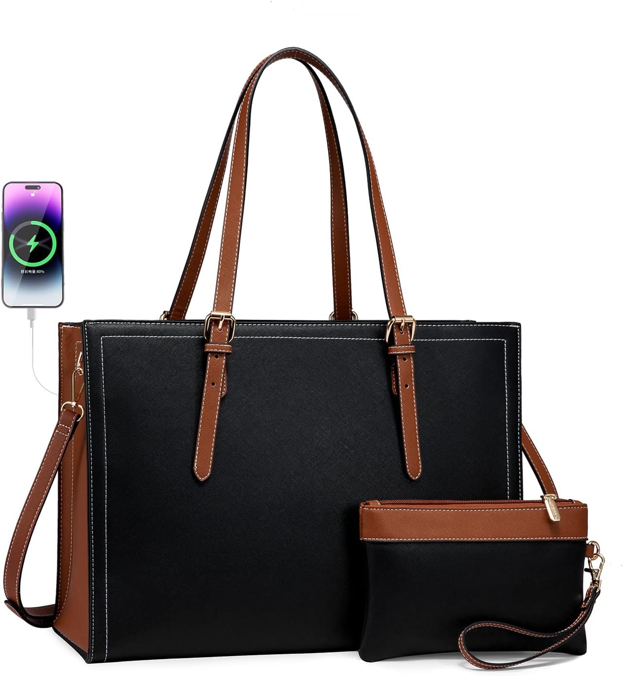 Amazon.com: LOVEVOOK Laptop Bag for Women, 15.6 Inch Laptop Tote Bag ...