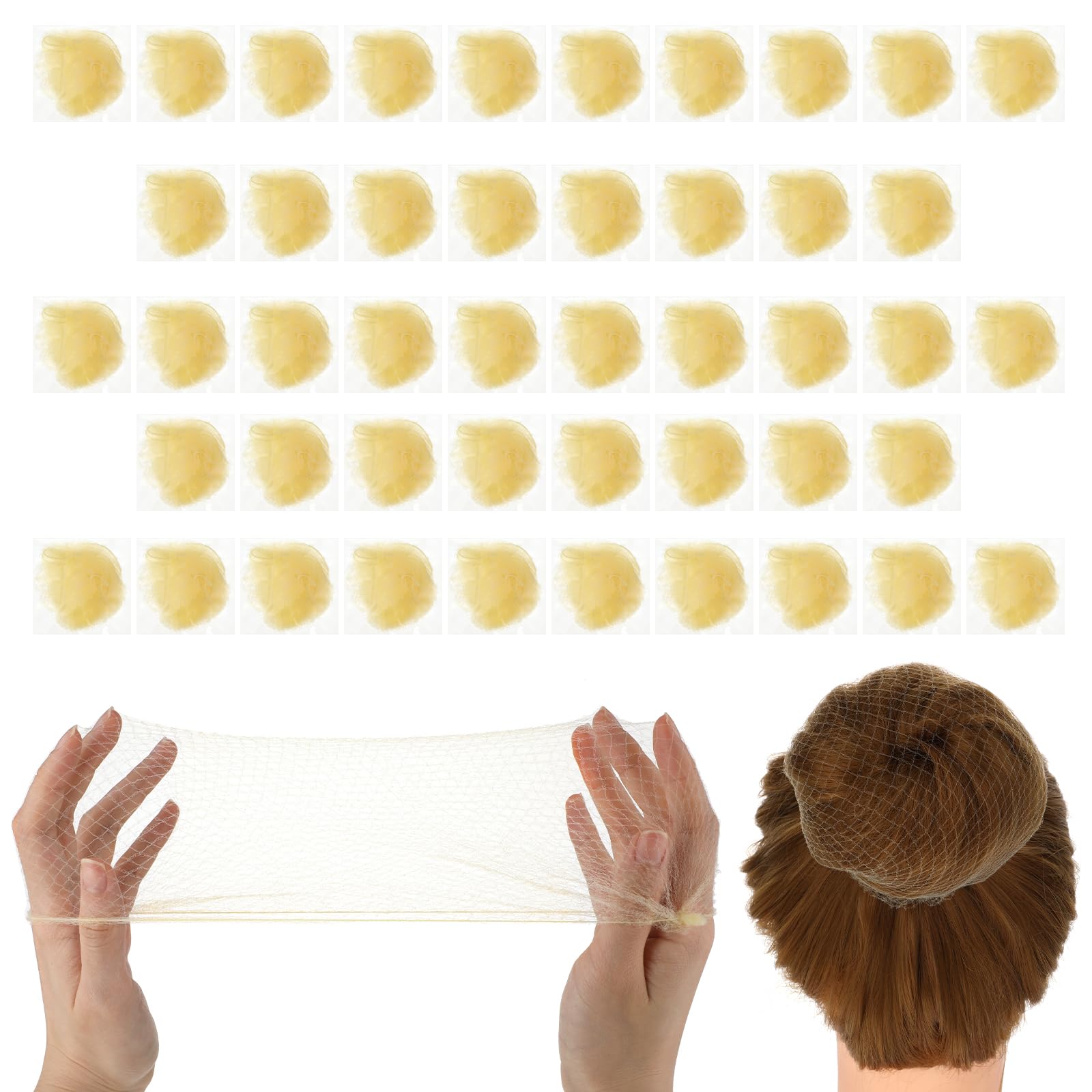 Prasacco 50 Pieces Hair Nets for Buns, Elastic Edge Mesh Hair Nets Hair ...