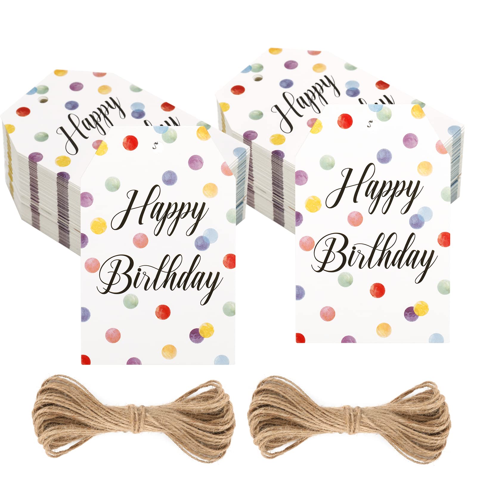 GCQQ Happy Birthday Gift Tags-100Pcs Large Birthday Gift Tags with ...