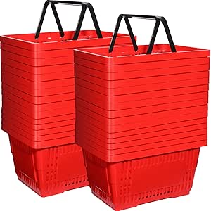 Amazon.com: Weysat 30 Pcs RED Shopping Baskets Bulk 20 l Plastic ...