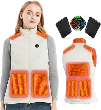 Amazon.com: Heated Vest Women with 20000mAH Battery Pack Included(White ...