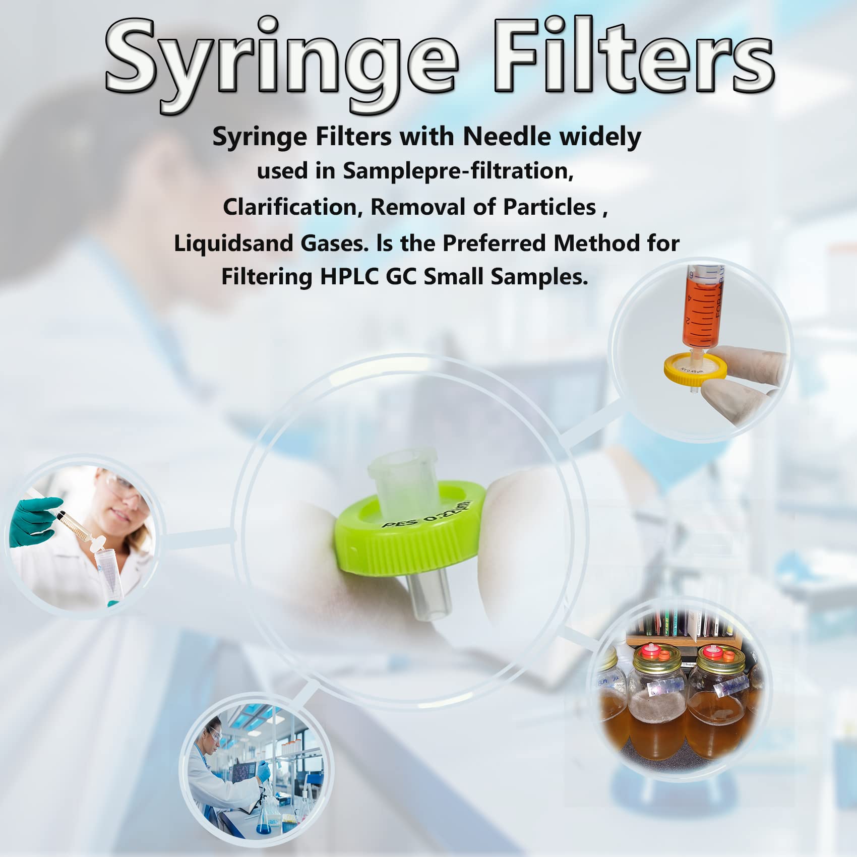 Snapklik.com : Syringe Filters PES Hydrophilic Filtration 045um 13mm ...