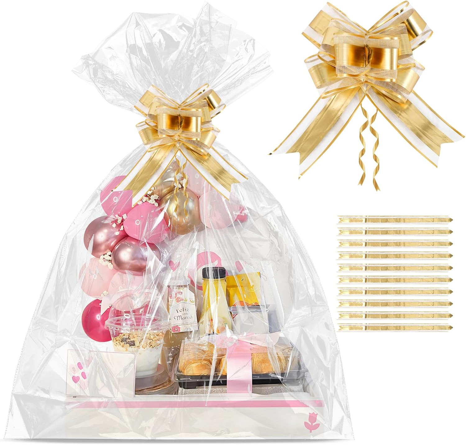 Amazon.com: SOMIOCO Extra Large Cellophane Bags 50x60 in Basket Gift ...