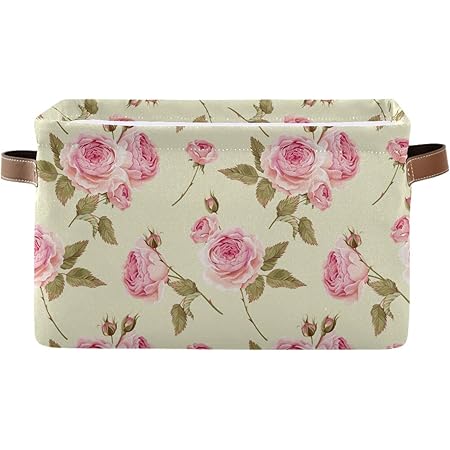 Amazon.com: ALAZA Pink Rose Leaf Vintage Foldable Storage Box Storage ...