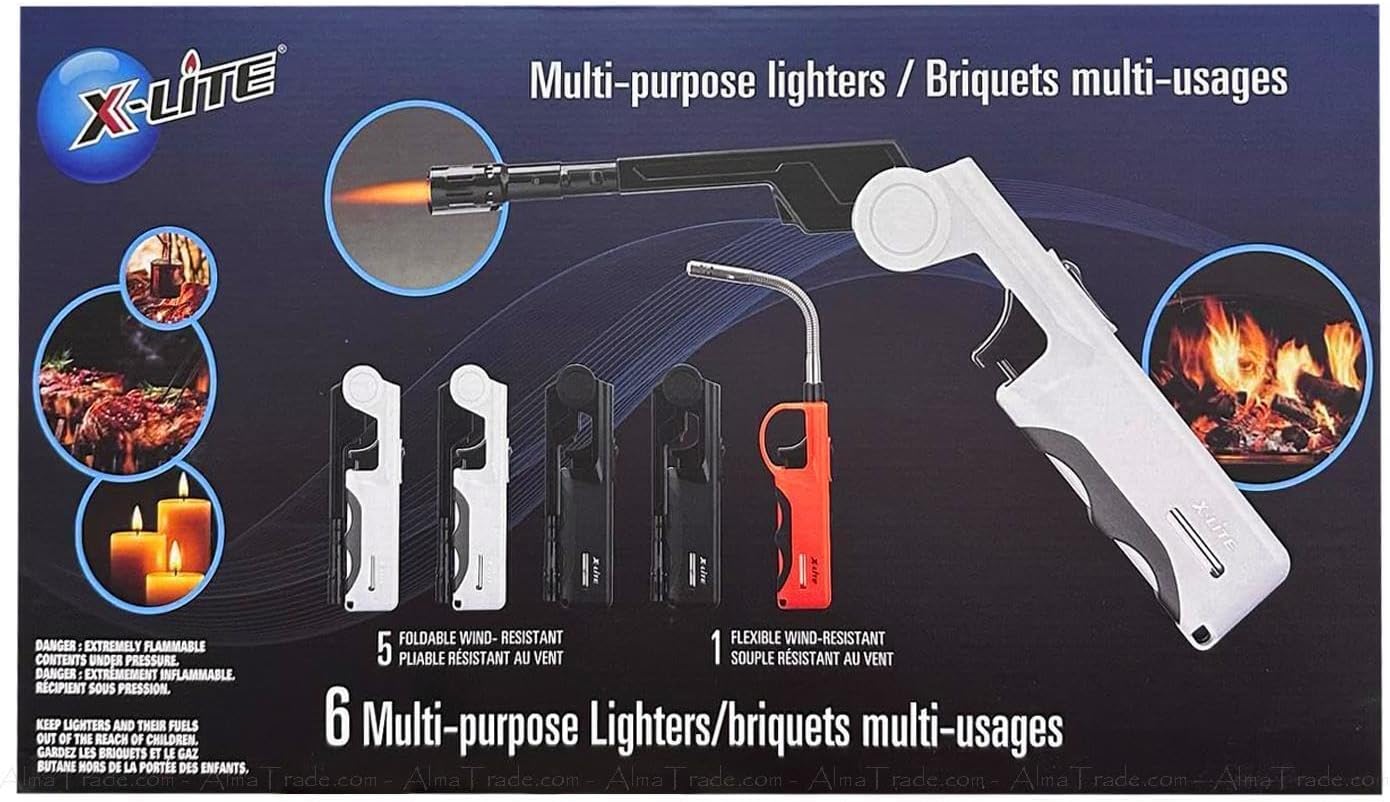 X-LITE Multi-Purpose Lighters - 5 Foldable Wind-Resistant and 1 ...