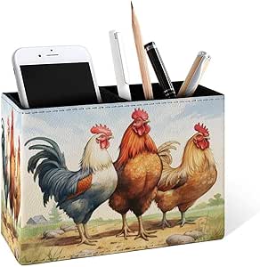 Amazon.com: Famame Rooster Vintage Farm Pencil Holder for Desk, Leather ...