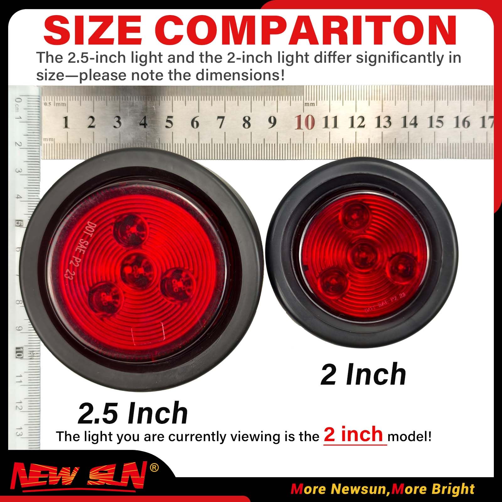 Snapklik.com : NEW SUN Twins 2" Red Round High Bright LED Trailer ...