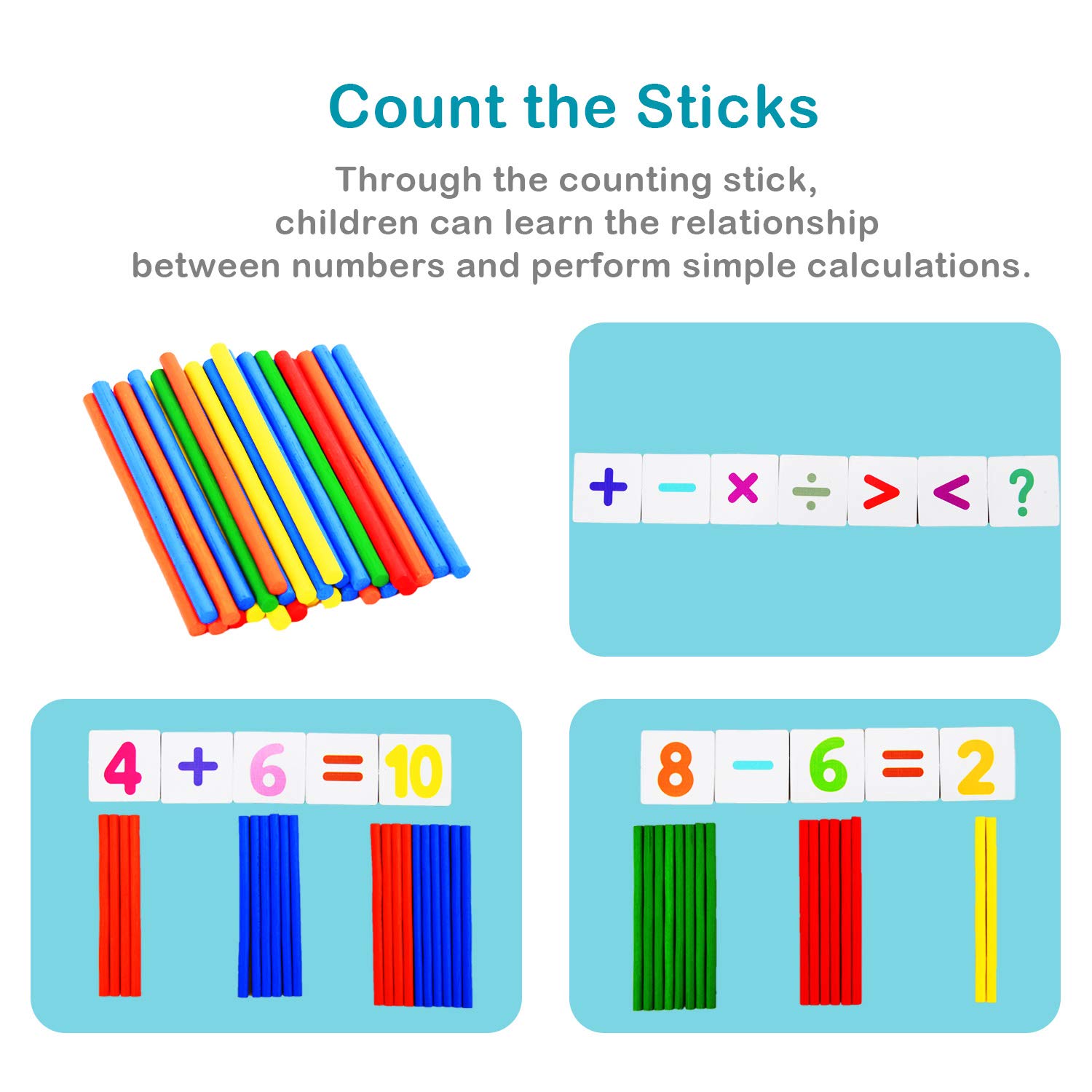 Buy Kids Math Counting Flash Cards Number Alphabet Learning Game Count ...