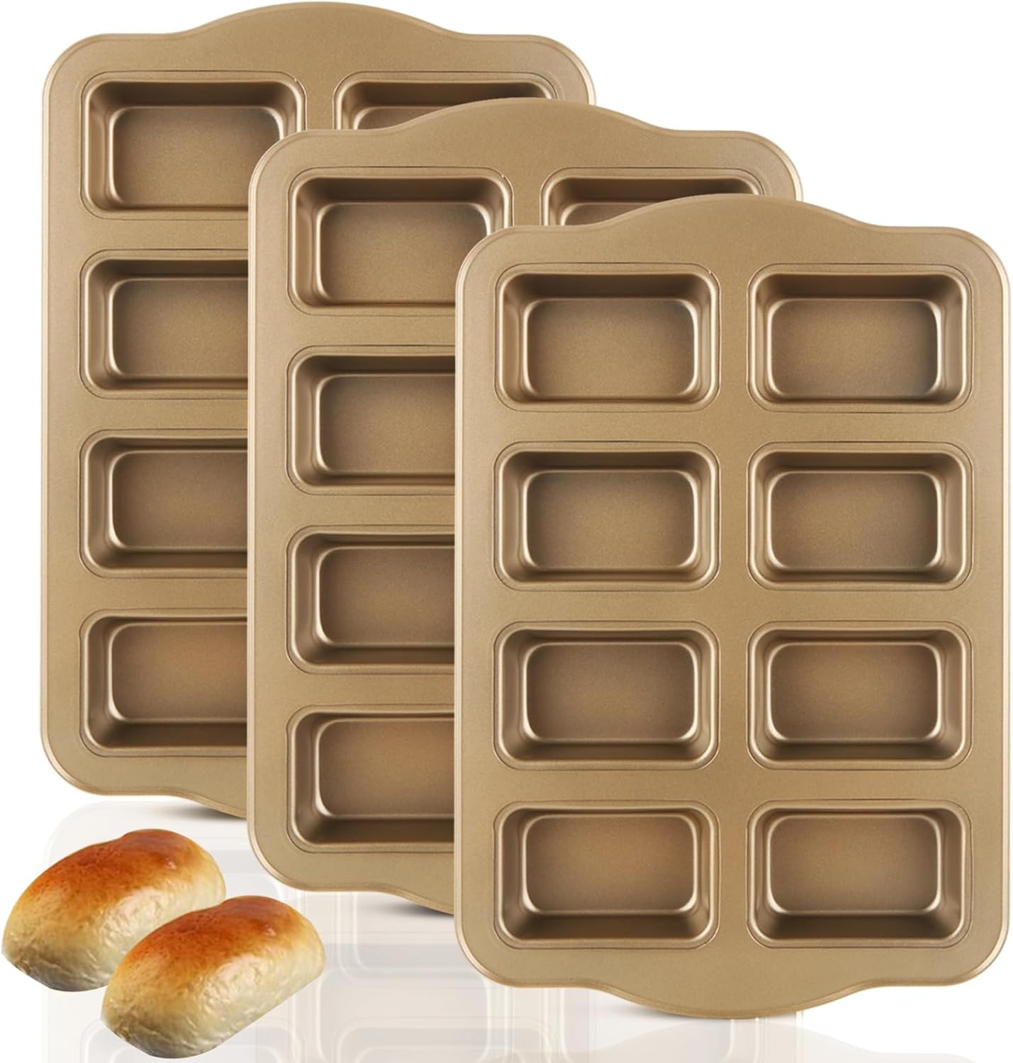Amazon.com: LDXDRU 3Pcs Mini Loaf Pans, 8 Cavity Mini Bread Loaf Pans ...