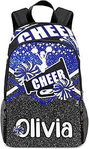 Amazon.com | ITACUSUTOMAS Blue Bling Print Cheer Custom Name Backpack ...