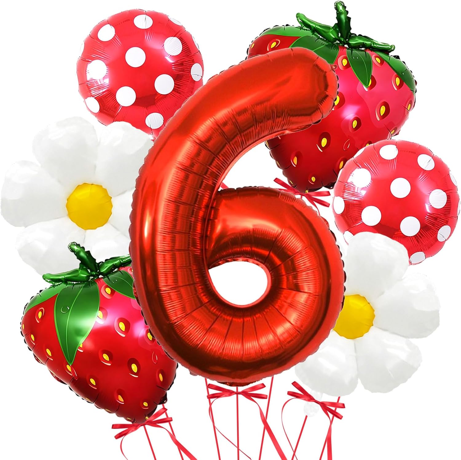 Amazon.com: Strawberry Balloons Sixth Birthday Decorations for Girl, 40 ...