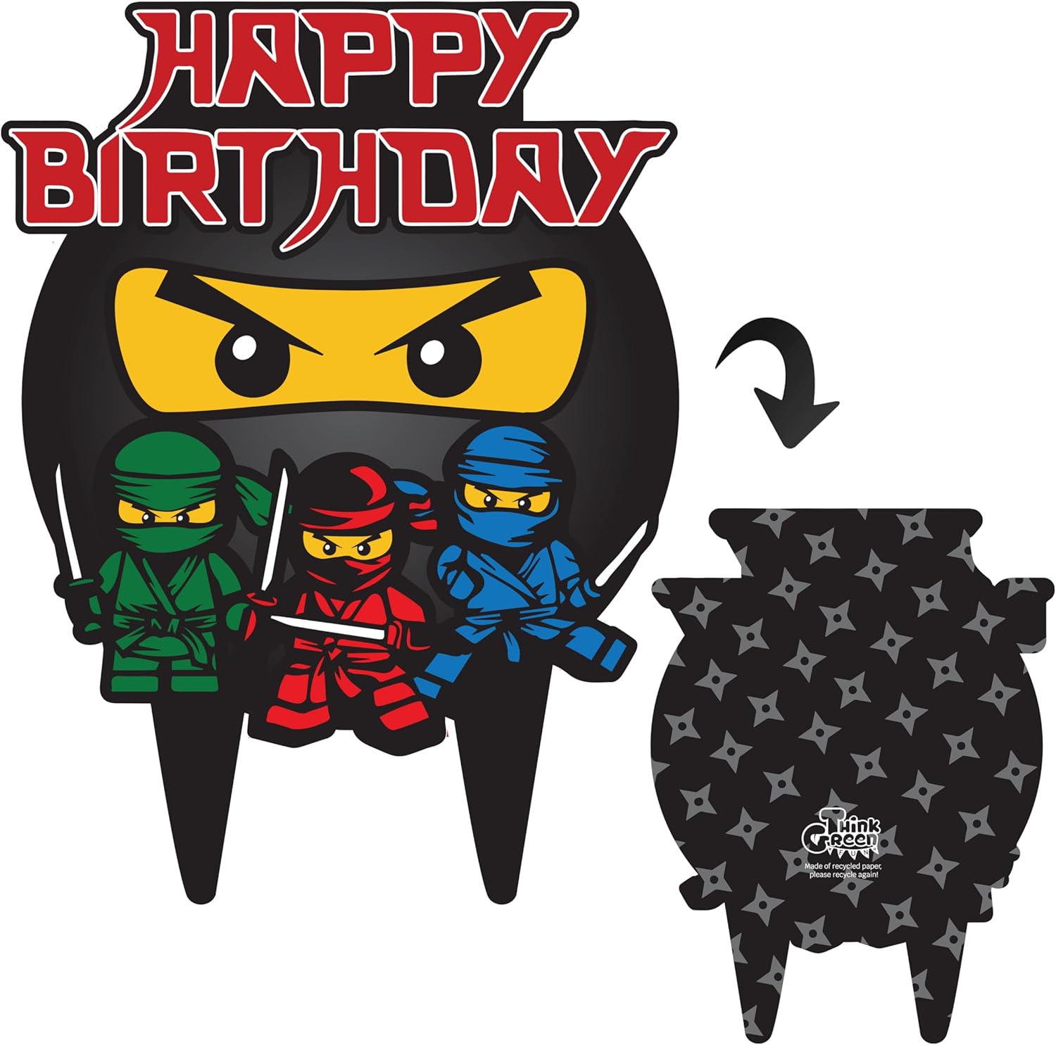 Amazon.com: Ninja Go Blocks Birthday Cake Topper Cupcake Building ...