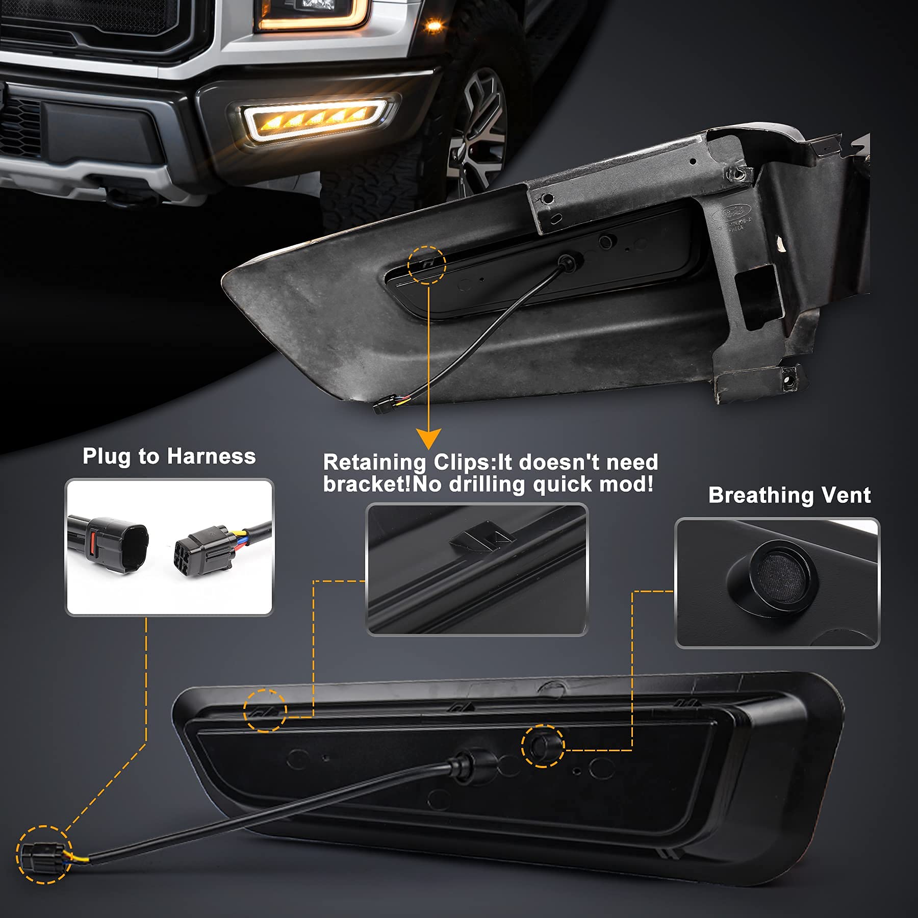 MOVOTOR Ford Raptor Fog Lights with Ice Blue/White Raptor Bumper Lights ...