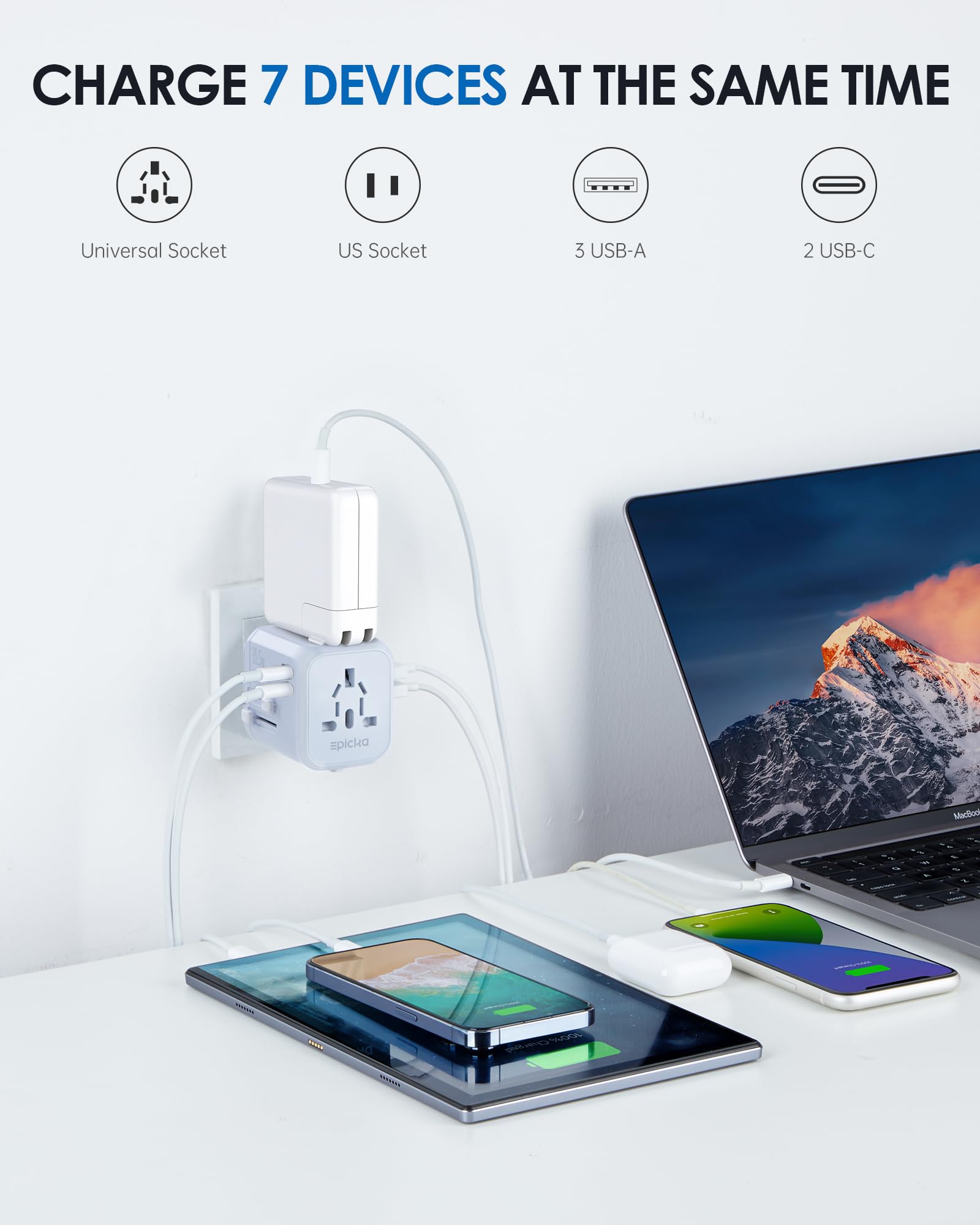 Snapklik.com : EPICKA Universal Travel Adapter, International Plug Adapter