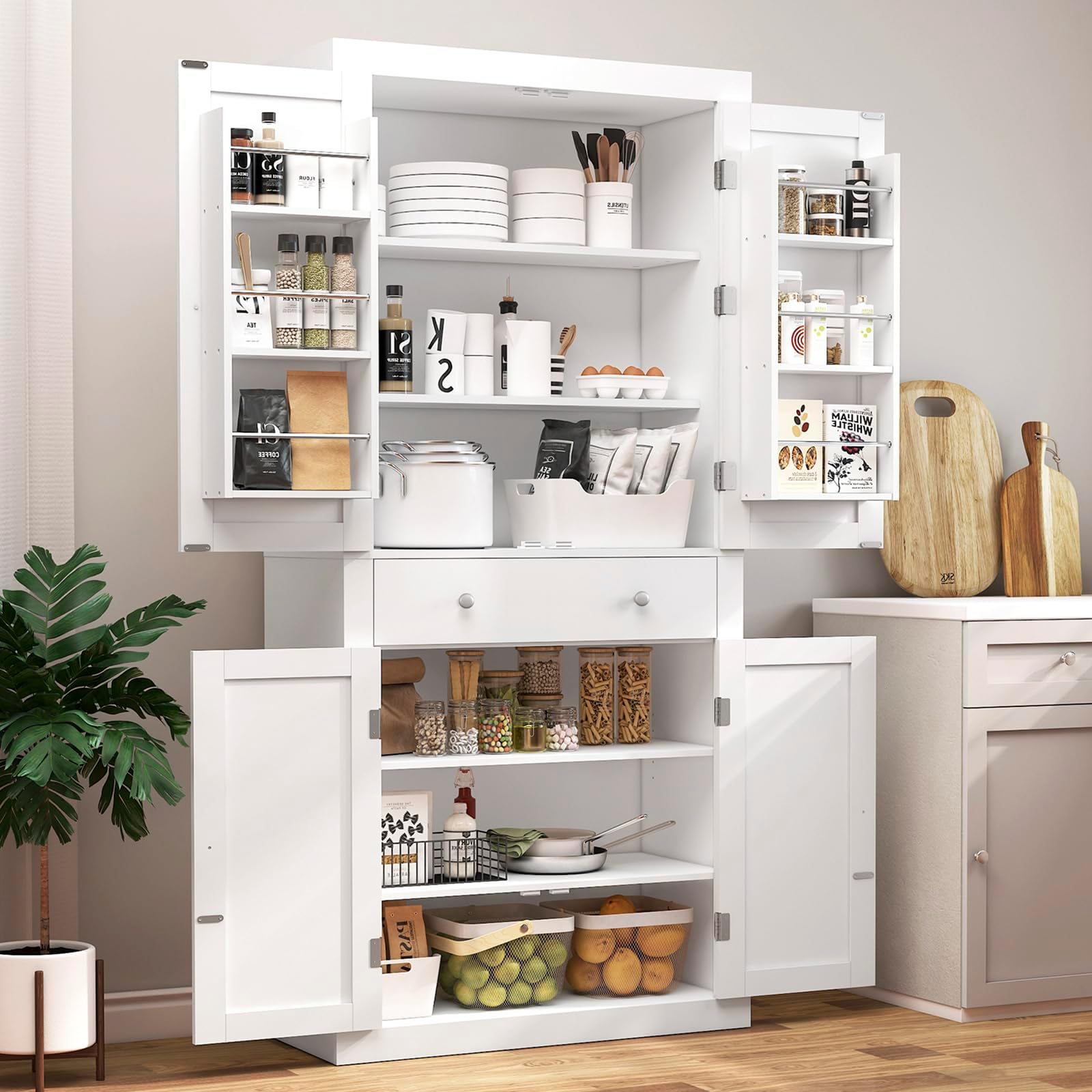 Amazon.com: RoyalCraft 70'' Tall Kitchen Pantry Cabinet, Wood Cupboard ...