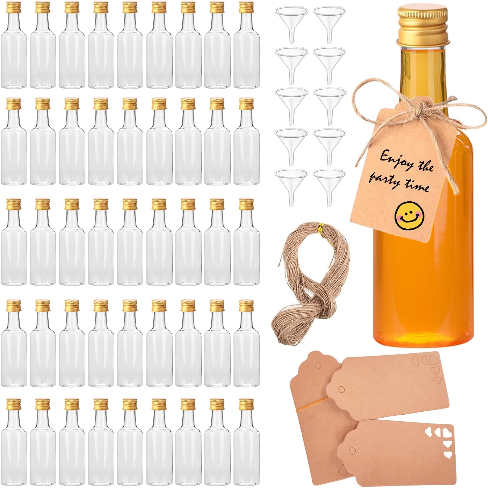 Amazon.com: 100 Pcs Mini Liquor Bottles Set, 1.7oz Plastic Shot Bottles ...