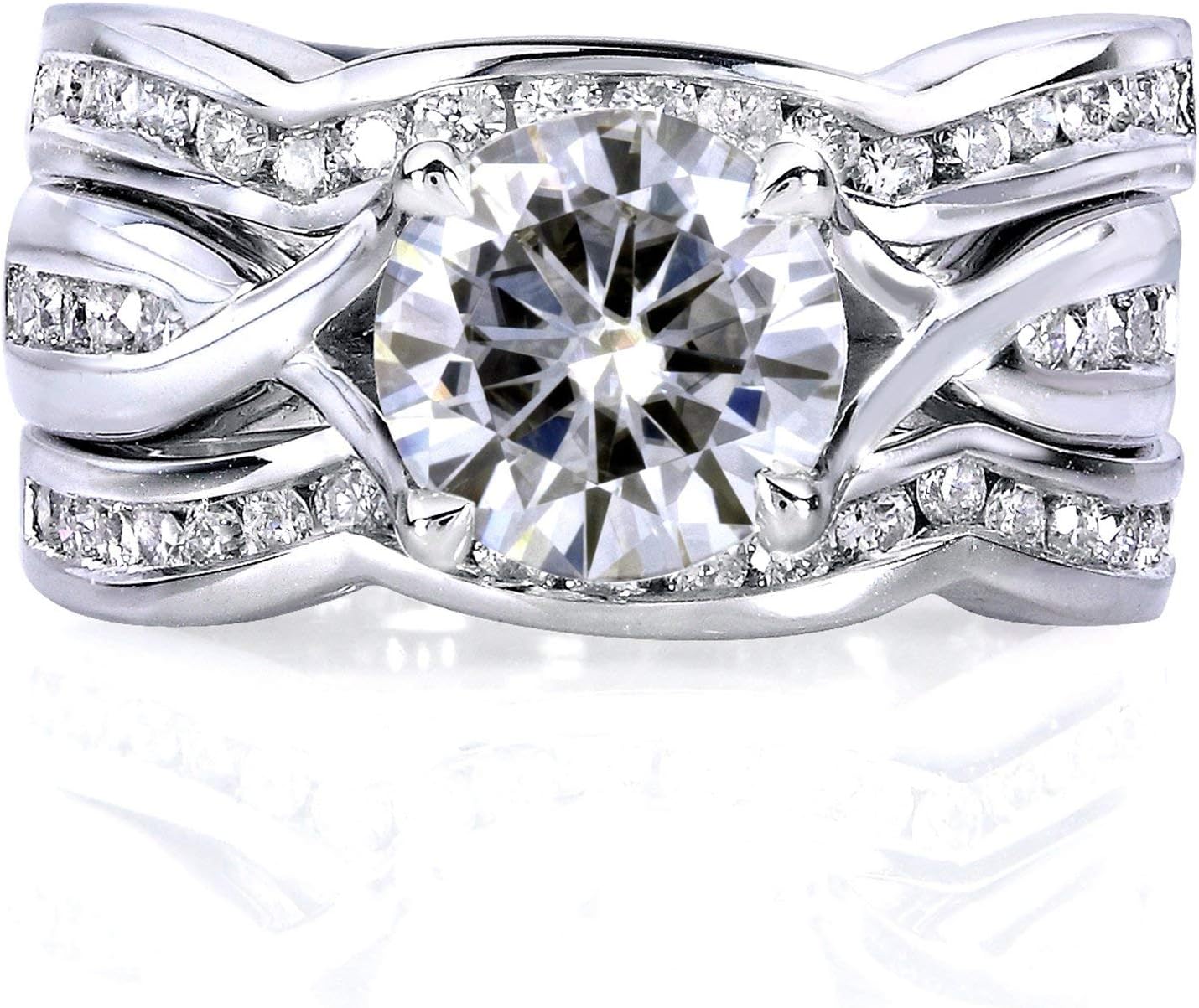 Amazon.com: Kobelli Moissanite Crossover Bridal Set 1 3/4 Carat (ctw ...
