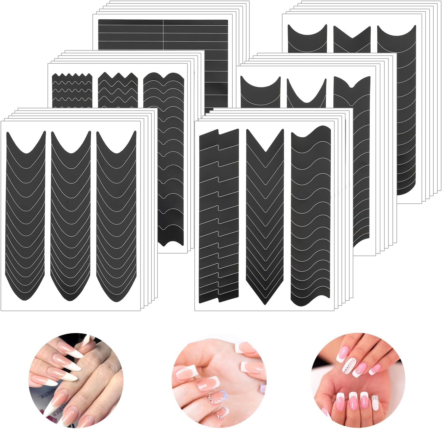 Amazon.com: 1422 Pcs French Tip Nail Guides French V-Shaped Nail ...
