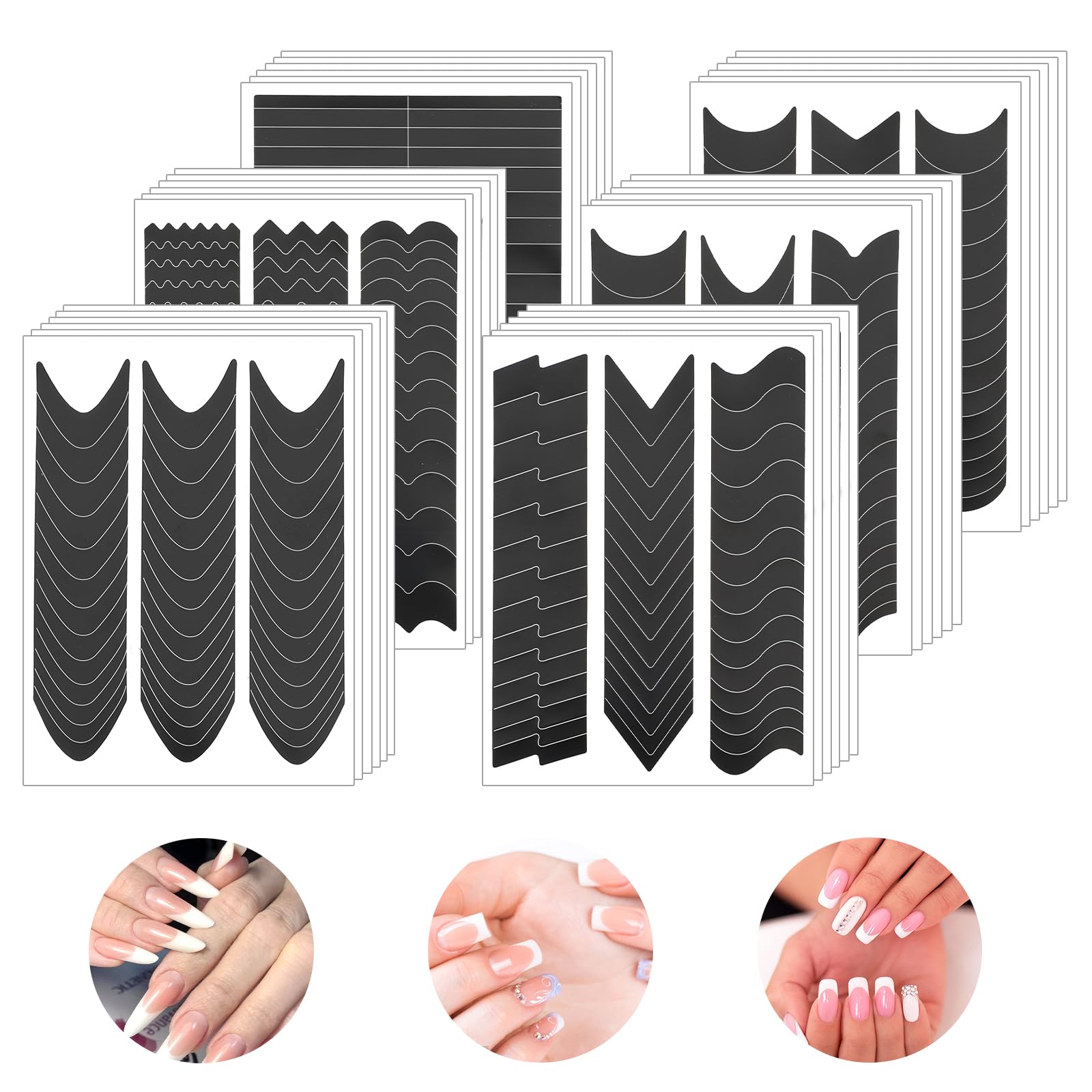 Amazon.com: 1422 Pcs French Tip Nail Guides French V-Shaped Nail ...