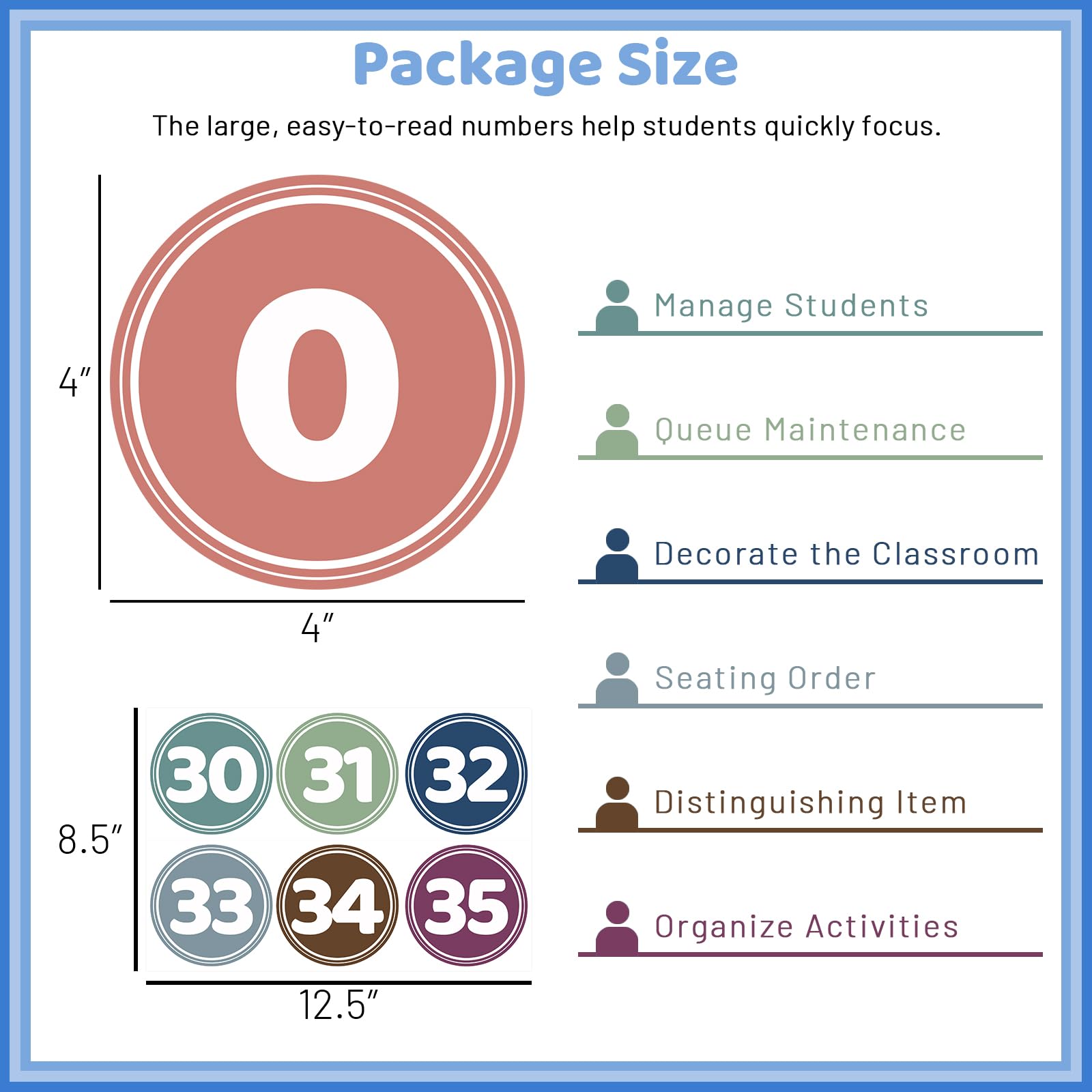 Snapklik.com : 54PCS Line Up Spots For Classroom Floor, 4" Number ...