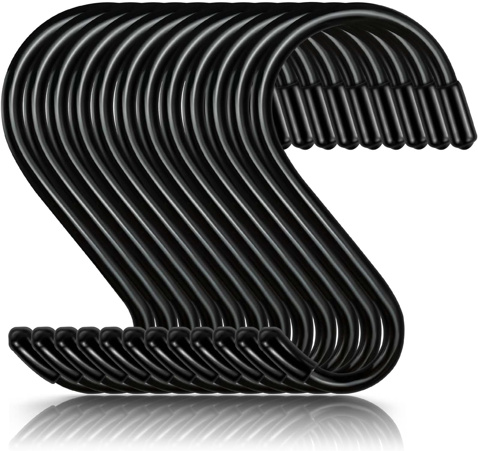 Amazon.com: YOUNTHYE 24PCS Large Black Metal S Hooks, 8mm Wire Diameter ...