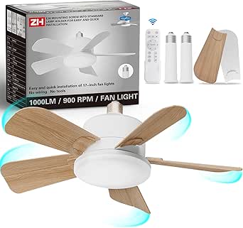 Socket Fan Light with Remote and 2 Socket Extenders, 2 Sets of 5 Blade ...