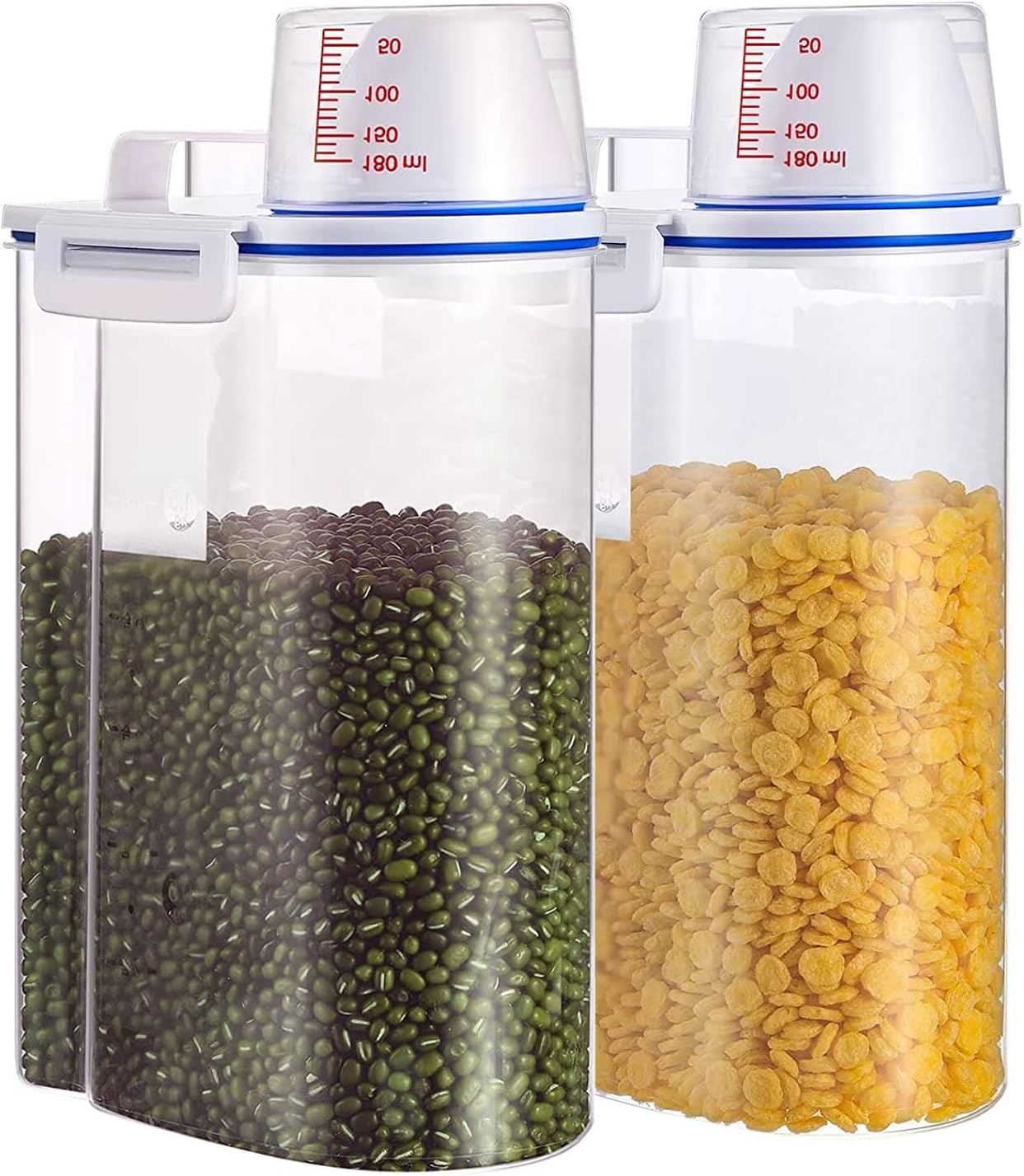 2 PCS Cereal Storage Containers, 2L Rice Storage Dispenser, Airtight ...