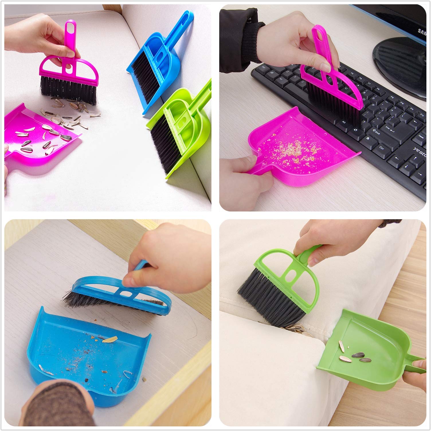 Snapklik.com : 6 Pack Mini Dust Pan And Brush Set, Mini Hand Broom ...