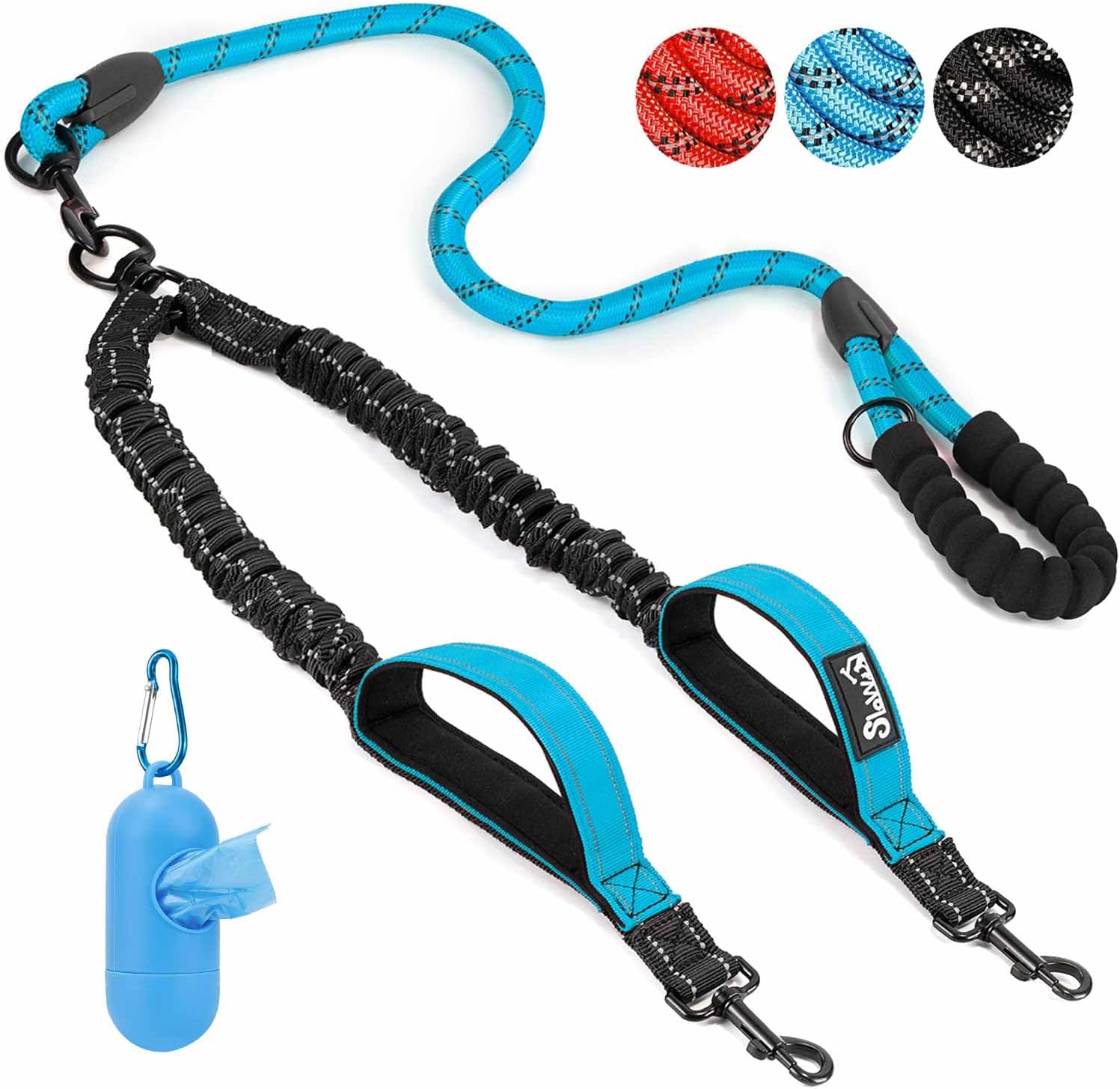 Amazon.com : Lukovee Double Dog Leash, No Tangle 360° Swivel Heavy Duty ...