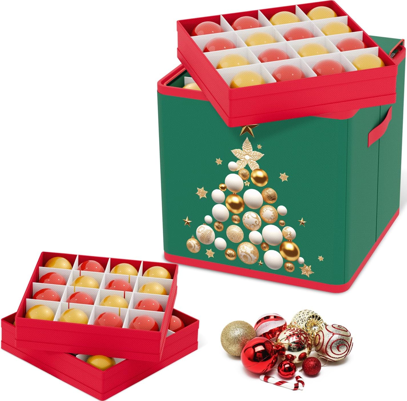 Amazon.com: SOQSYS Christmas Ornament Storage Box Fits up to 64-3 ...
