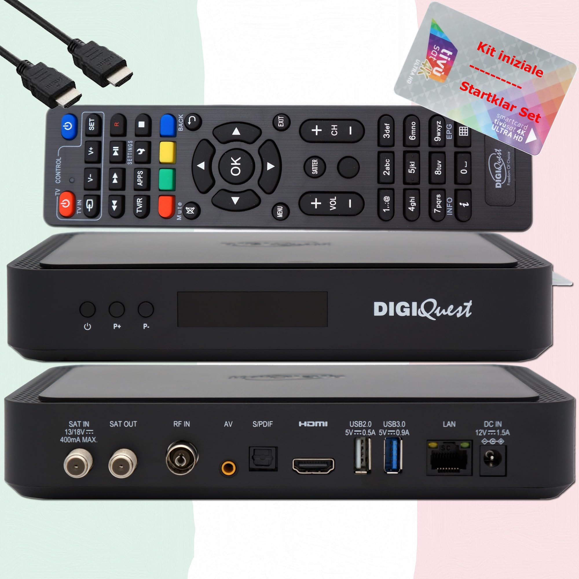 TiVuSat Karte 4K UHD + DIGIQuest Q80 Sat Receiver 4K H.265 S2+T2 HEVC ...